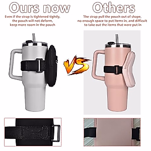 Neoprene Water Bottle Pouch Compatible with Stanley Tumbler Quencher Adventure IceFlow Compatible with Simple Modern with Handle 20oz 30oz 40oz, Gym Tumbler Cup Accessories Bag for Sports (Black)