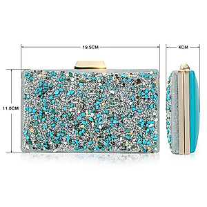 CHISHUNG Women's Sparkling Clutch Purse Crossbody Elegant Glitter Evening Bags for Wedding Party Prom Blue