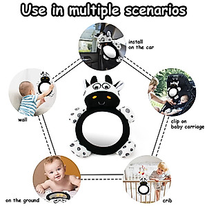 Inbeby Baby Mirror Toys, Multi-Function Baby Mirror High Contrast Black and White, Tummy Time Mirror Easy to Install, Baby Infant Boy Girl Toy & Gifts 3 6 12 Months Non-Toxic
