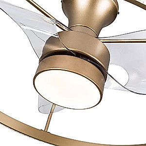 HAPPCUCOE 26" Ceiling Fan Crystal Chandelier Modern Ceiling Fan Light Pendant Lamp Fixture Indoor w/Light 3-Color Dimmable LED Chandelier Remote Control 3-Speed Bedroom Living Room