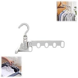 Five Hole Folding Clothes Drying,Folding Portable Travel Hanger, Clothes Hanger Drying Rack with 5 Holes for Balcony, Bathroom, Laundry Room and Outdoor Camping Travel (1 PC)