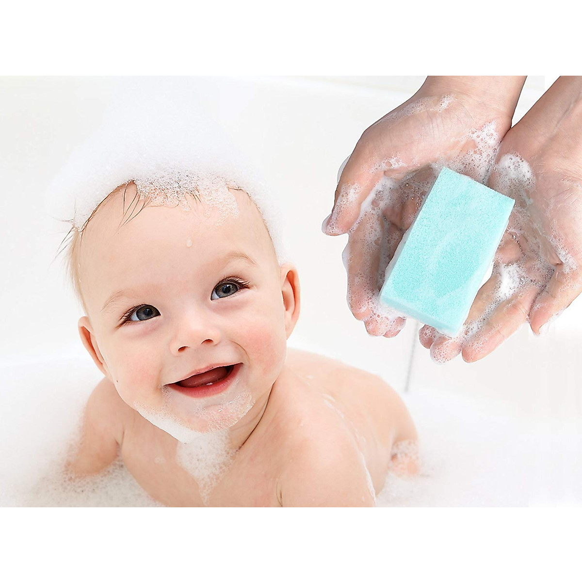 Special Supplies (12 Pack) Baby Bath Sponges Soft Foam Scrubber with Cradle Cap Bristle Brush - Body, Hair, and Scalp Cleaning - Gentle on Infant, Toddler Sensitive Skin - Great Sensory Feel