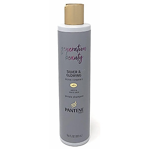 Pantene Pro-V Generation Beauty Silver & Glowing Purple Silicone Free Shampoo with Biotin for Grey and White Hair, 9.6 OZ