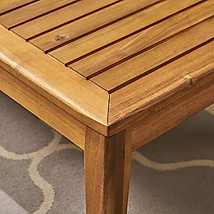 Christopher Knight Home Grenada Sectional Sofa Set | 5-Piece 3-Seater | Includes Coffee Table and Ottoman | Acacia Wood Frame | Water-Resistant Cushions | Teak and Beige, Finish