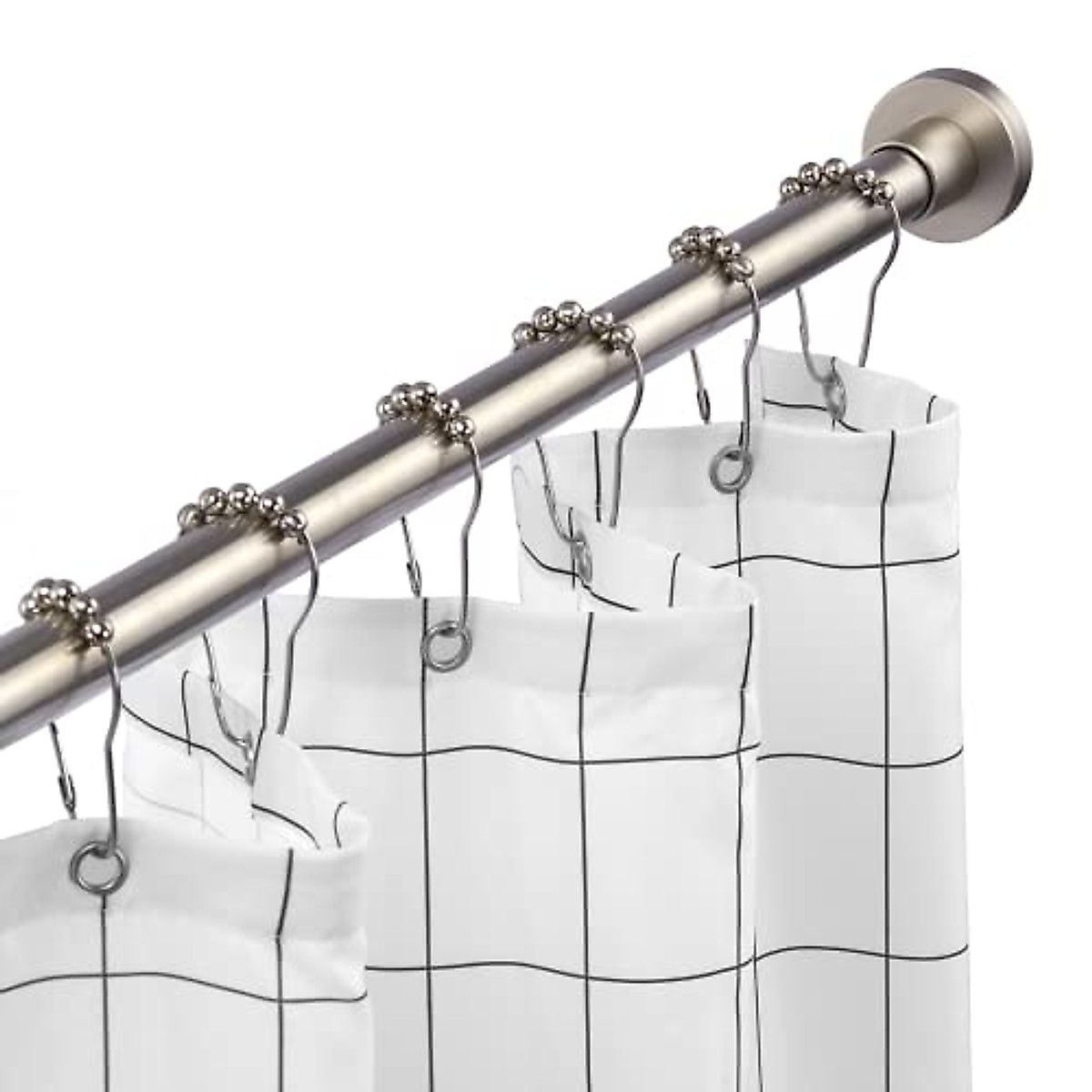 EBOATOP Brushed Nickel Shower Curtain Rod - Never Rust No Drill Non-Slip Spring Tension Shower Rod, 27-43 inches 304 Stainless Steel, Brushed Nickel