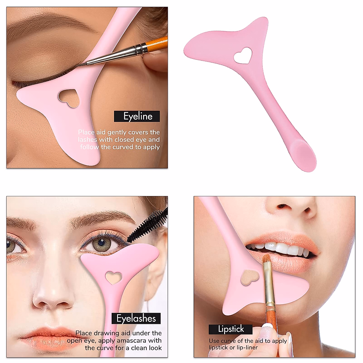 2 Pcs Eyeliner Stencils Wing Tips, Eyeliner Eyeshadow Stencils, Silicone Eyeliner Tool, Multifunctional Eye Makeup Tool, Lipstick Wearing Aid Reusable Smoky Eyeshadow Applicators for Beginners