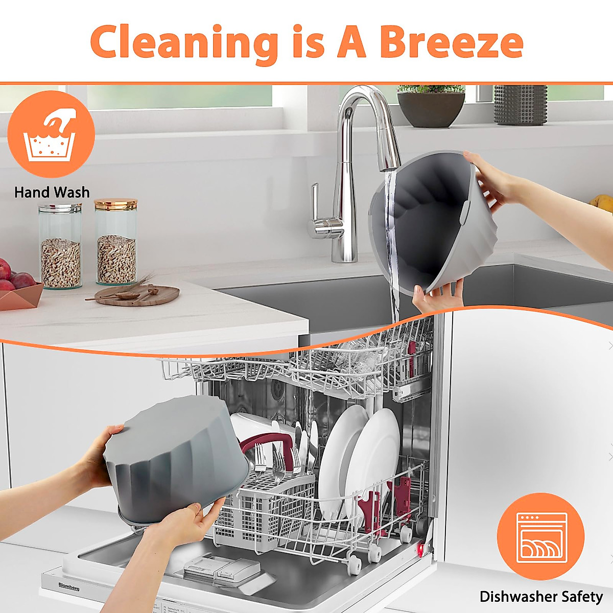 WESIDUNMU Oval-shaped Silicone Slow Cooker Divider Liner Fits 6-7 Quarts | Food-grade Material | Reusable | Extend the Lifespan of Your Inner Bowl | Prevent Food from Sticking to the Pot，Grey