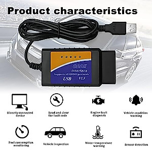 ELM327 OBD2 USB Adapter, Diagnostic Coding Tool with MS-CAN/HS-CAN Switch Compatible with Ford F150 F250 Lincoln Mazda Mercury Code Reader Vehicle Diagnosis on Windows with V1.5 PIC18F25K80 Chip