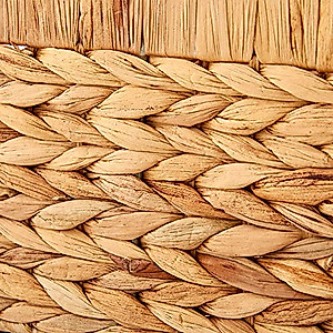 EZOWare Set of 3 Natural Water Hyacinth Wicker Baskets, Environmental Friendly Natural Storage Organizer Nesting Boxes with Handle - Mixed Size (1 Large, 1 Medium, 1 Small)