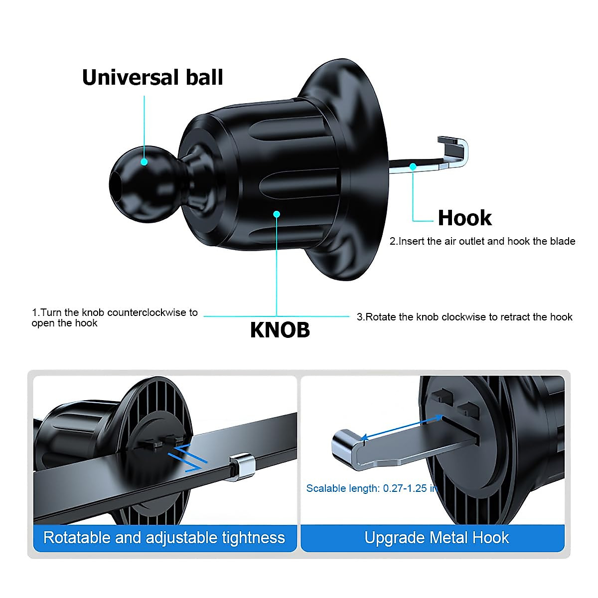 BESULEN Phone Mount for Car, Air Vent Cell Phone Holder Hands Free Cradle, Universal Stable Easy Clamp Phone Holder Mount, Fit iPhone 14 13 12 Pro Max and More Smartphones (Carbon Fiber)