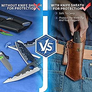 XYJ 2pcs/set Leather Knife Sheath For Camping Folding Knives Carry Knife Edge Guard Knife Cover Sleeves Universal Knife Holster Pocket Knife Case