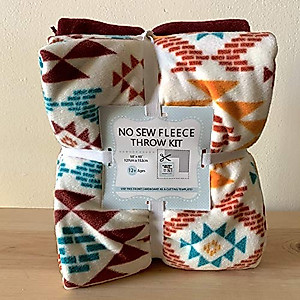 Southwest Weave Anti-Pill Premium No-Sew Throw Fleece Fabric Kit (50x60)