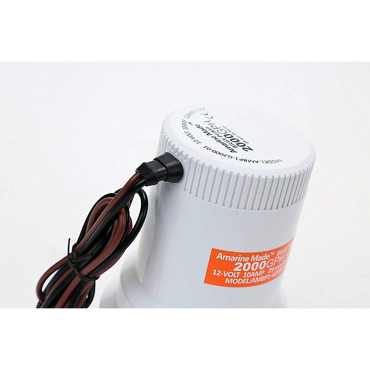 Amarine Made Non Automatic Bilge Pump for Boats 2000 GPH Submersible Pump 12V Boat Marine Plumbing Electric with Hose ID 29mm 1-1/8 Outlet 8.5A White