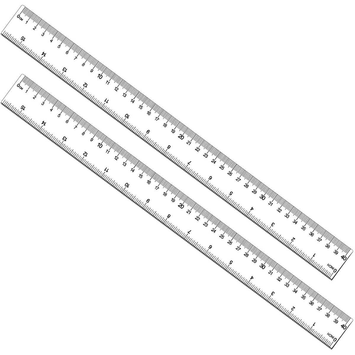 2 Pack 40cm Ruler Plastic Ruler Straight Ruler Plastic Measuring Tool Transparent Ruler Long Ruler with Inches and Metric Measuring for Student School Office Contruction Rulers (Clear, 15 3/4 inch)