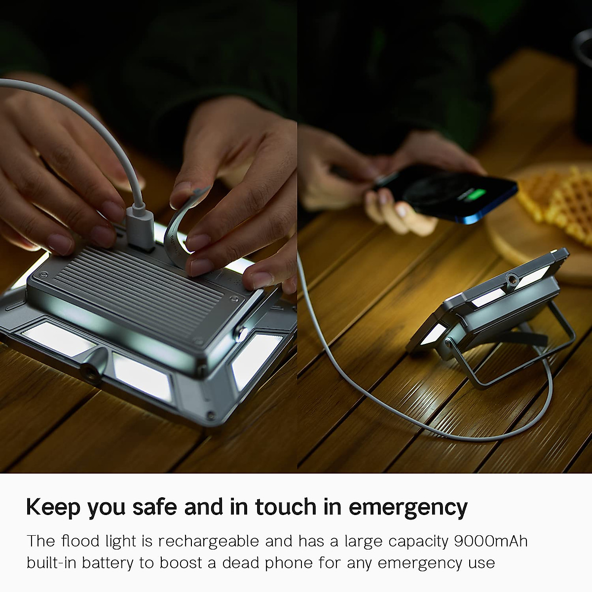 LED Camping Lantern Rechargeable 4400LM,Unique Double Light Panels, 9000mAh,Portable,8 Light Modes,Fill Light, Tent Light for Power Outages, Emergency, Hurricane, Home, Hiking