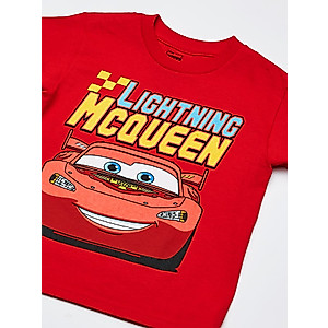 Disney Little Boys' Toddler Cars Lightning Mcqueen Toddler T-Shirt, Red, 2T