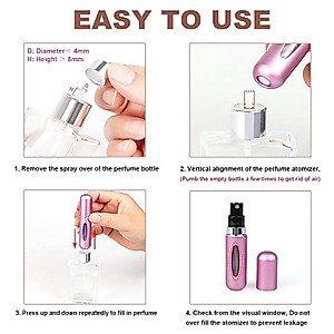 LAIKME Travel Mini Perfume Refillable Atomizer - Portable Perfume Cologne Spray Container Bottle - Travel Perfume Scent Pump Case Fragrance Empty Spray Bottle for Traveling Outgoing 5ml (Rose Pink)