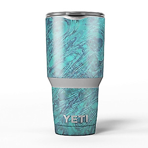 Design Skinz Teal Slate Marble Surface V48 - Skin Decal Vinyl Wrap Kit compatible with the Yeti Rambler Cooler Tumbler Cups
