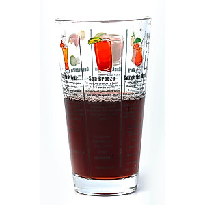 14 oz Recipe Glass Cocktail Shaker With Strainer Top - Includes 6 Cocktail Drink Recipes (Vodka Theme)