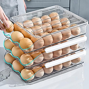 Access Cuisine Egg Tray Storage For Fridge - Egg Container with Lid, Egg Holder for Refrigerator, Rolling Egg Storage, Clear Egg Tray, Holds 36 Eggs, Large Capacity (Clear)