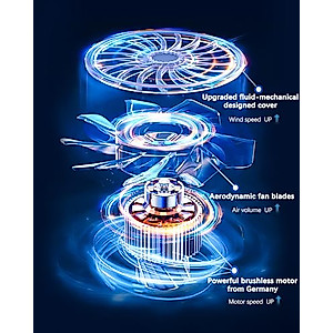 Portable Fan Handheld Fan, Mini Hand Held Fan, 6-15H Cooling Small Personal Fan, 180° Foldable Mini Desk Fan with 4 Quiet Speed, Neck Fan w/Lanyard for Kids Women Men Travel Outdoor Office, Black