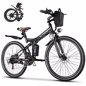 Vivi Folding Electric Bike 500W Electric Bike, 26" Electric Bicycle with Removable 48V Battery, 20MPH Electric Bikes for Adults, Up to 50Miles Range, Dual Shock Absorber, Shimano 21 Speed Gears