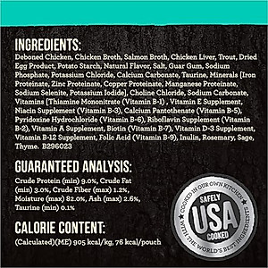 Merrick Backcountry Grain Free Gluten Free Premium Wet Cat Food, Chicken and Trout Recipe Cuts With Gravy - (Pack of 24) 3 oz. Pouches