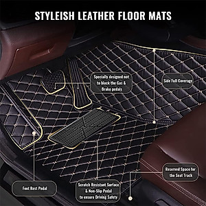 KUANGLEI Custom Car Floor Mats Fit for 99% Sedan SUV Sports Car Protection Full Coverage Pads Anti-Slip Leather Floor Lining Pads All Weather Car Floor Mats (Orange)