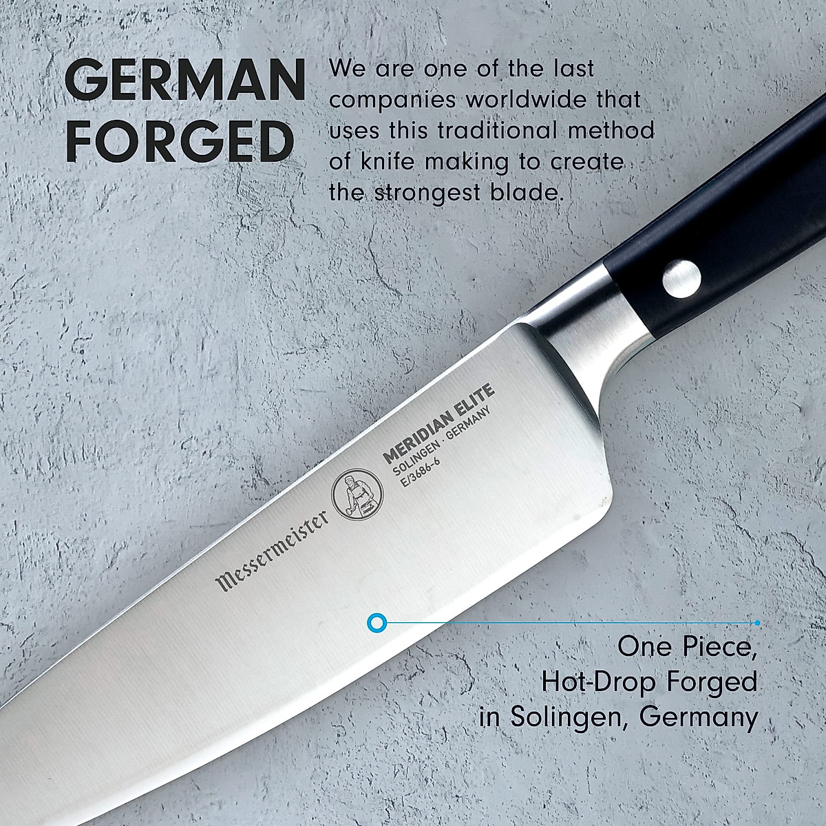 Messermeister Meridian Elite 6” Traditional Chef’s Knife - Fine German Steel Alloy Blade - Rust Resistant & Easy to Maintain