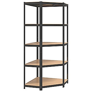 vidaXL 5-Layer Corner Shelf Anthracite Steel&Engineered Wood