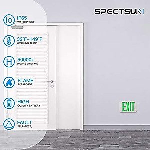 Spectsun 4 PACK LED Exit Sign Red & Green Letter -UL Certified Exit Sign with Battery Backup Emergency Lights-120V-277V Universal Mounting Double Face- ABS Fire Resistance-Exit Lighting for Home