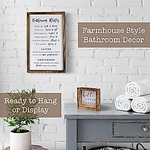 KIBAGA Farmhouse Bathroom Decor Set of 2 - Funny Interchangeable Wall Signs That Will Bring a Good Laugh to Your Bathroom - Rustic Wooden Picture Frames with Unique Sayings are Perfect for Your Home