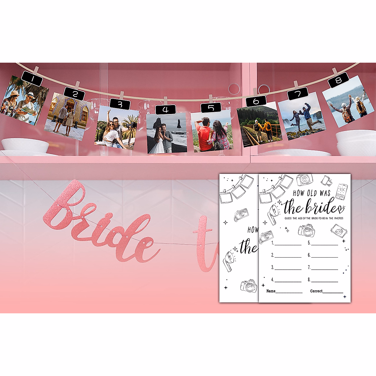 Bridal Shower Games - How Old Was The Bride-to-be Wedding Shower Party Card Game - Hand Drawn Minimalist Themed Bachelorette/Engagement Party Supplies Activities Decorations (A02)