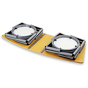 QOMOLANGMA 55.1" Round Portable Aluminum 3-Layer Spiral Twister Tower Portable Counter Display Stand Exhibition Counter Stand Trade Show Display with Columns Banner (Black, Stand Only)