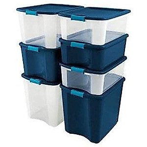 Sterilite 12 Gallon Latch and Carry Storage Tote Box Container, Clear (12 Pack)