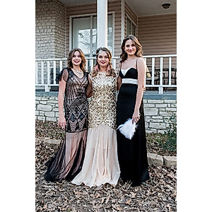 PrettyGuide Women 's 1920s Art Deco Sequin Gatsby Formal Evening Prom Dress L Gold Beige