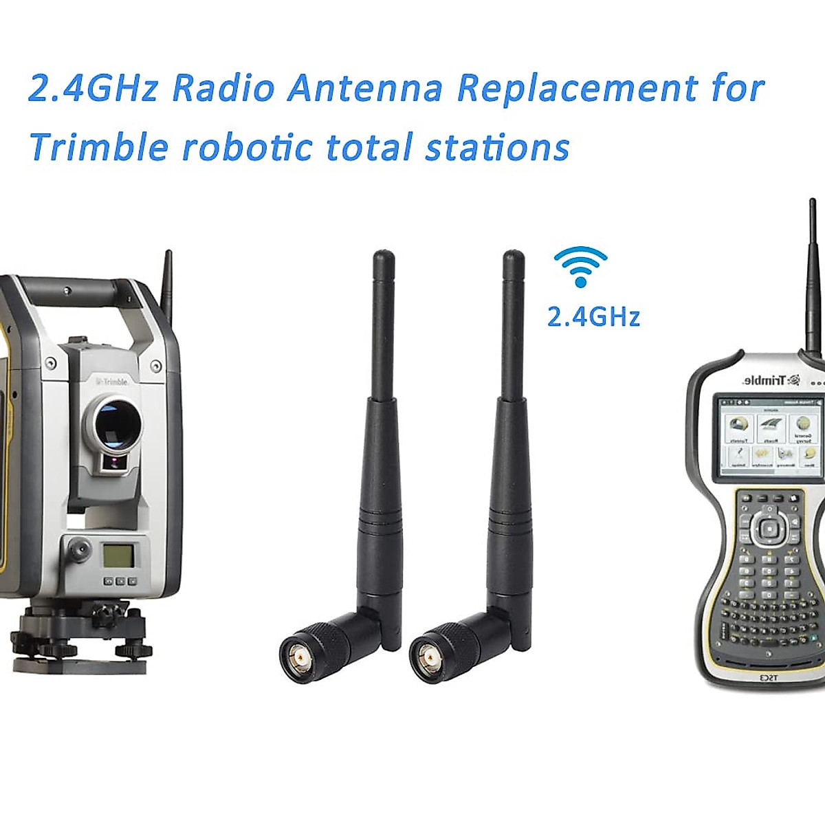 Eightwood 5dBi 2.4GHz WiFi Antenna RP-TNC Male Antennas (2-Pack) Compatible with Trimble Robotic Total Stations, Wireless Router Linksys WRT54G