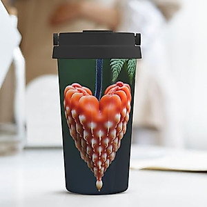 WANGXUEE Heart Shaped Flower Print 500ml Stainless Steel Travel Tumbler Double Wall Vacuum Insulated Coffee Mug