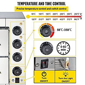 VEVOR Commercial Pizza Oven Countertop, 14" Double Deck Layer, 110V 1950W Stainless Steel Electric Pizza Oven with Stone and Shelf, Multipurpose Indoor Pizza Maker for Restaurant Home Pretzels Baked