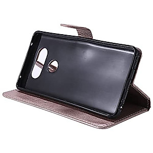 SATURCASE Case for LG V20, Classical PU Leather Flip Magnet Wallet Stand Card Slots Protective Cover with Hand Strap for LG V20 (XD-Rose Gold)