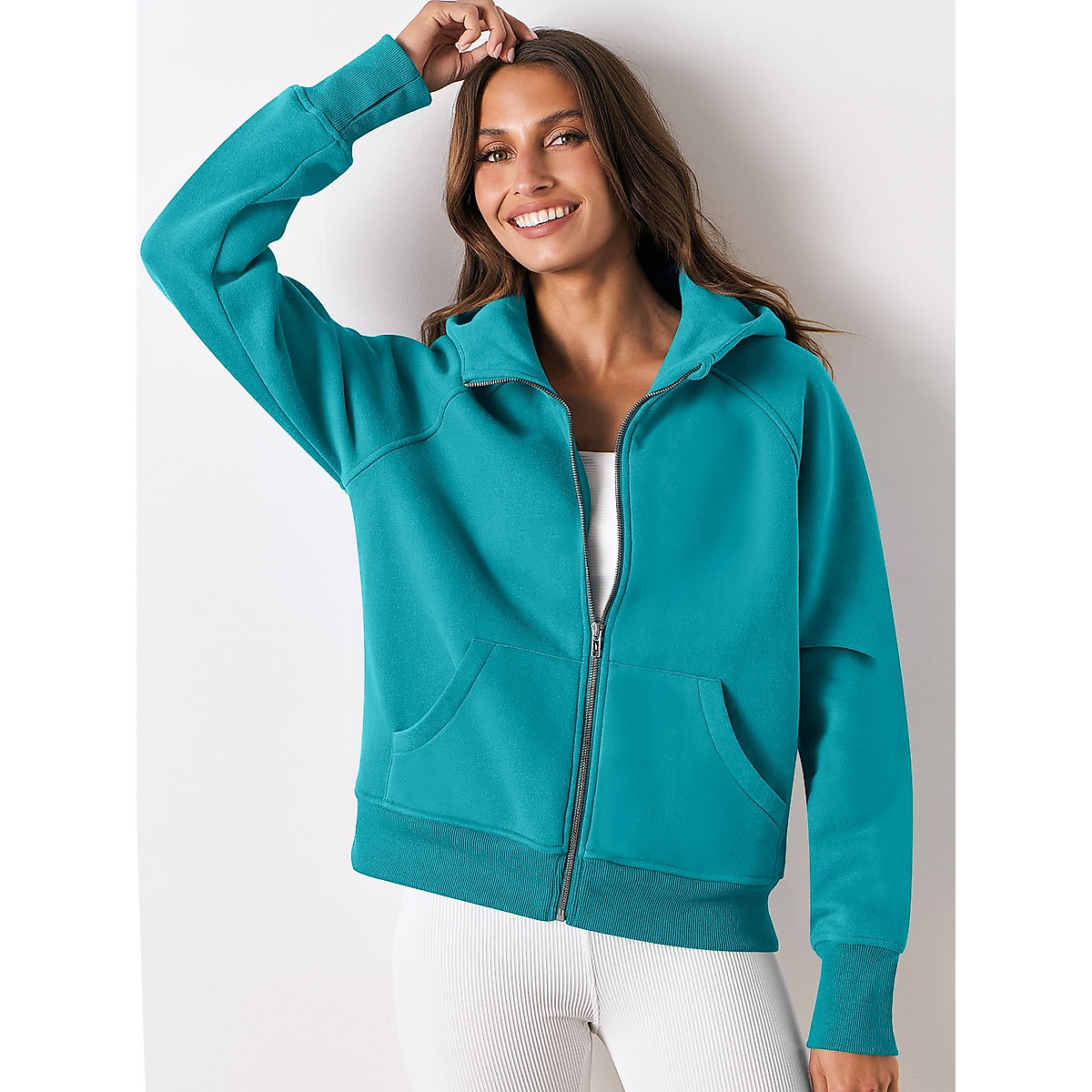 ANRABESS Womens Cropped Zip Up Hoodies Fleece Sweatshirts Zipper Jackets Hooded Pullover Sweaters 2024 Teens Preppy Clothes Medium