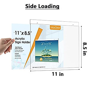 MaxGear Wall Mount Sign Holder 8.5x11, Acrylic Wall Sign Holder with Mounting Screws, Plastic Clear Plastic Picture Frames for Home, Office, Store, Restaurant, Landscape (12 Pack)