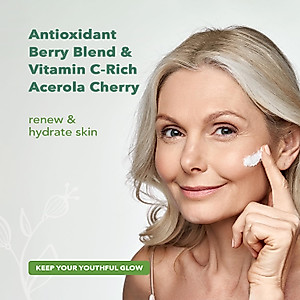 Nourish Organic Face Cream, Bilberry & Arctic Berries – Age Defense Formula with Aloe Vera & Borage Oil, 1.7 Oz + Washable Cotton Round