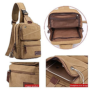 XINCADA Mens Sling Bag Chest Shoulder Bags Canvas Crossbody Backpack Messenger Bag Small Travel Bags
