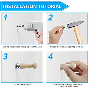 Svaitend Screw-On Solid Wood Hook Coat Hook Towel Hook Shaker Pegs for Bathroom Livingroom Garden 10 Pieces (No Paint)