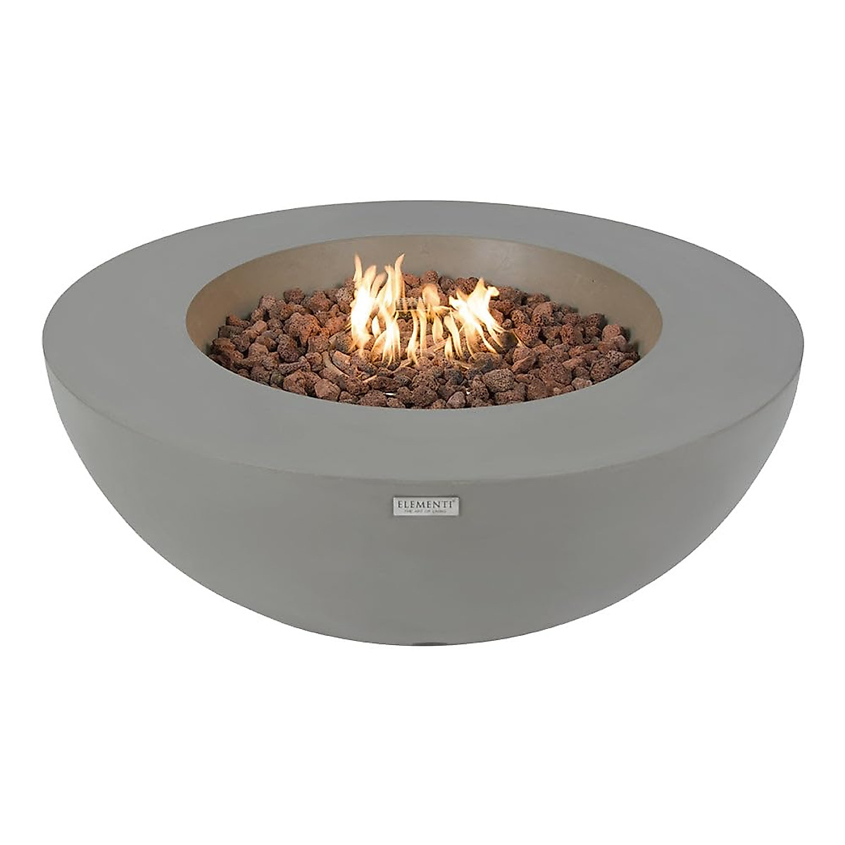 Lunar Bowl Concrete Fire Pit 42" x 42" Outdoor Patio Firepit Includes Lava Rocks Modern Fire Pits & Outdoor Fireplaces for Garden, Deck, Indoor & Outdoor Heating