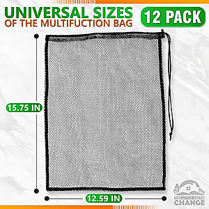 12Pcs Mesh Laundry Bags for Delicates - 13x15.5 inch Black Drawstring Bag Washable Laundry Bag Mesh Stuff Sack Nylon Mesh Bag - Sports Equipment Bag Cloth Bags Drawstring Backpack Organizer Small Mesh