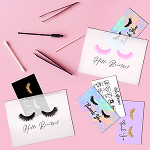 100 Pack English Lash Extension Aftercare Cards With Thank You Note, Size 3.5”x2” inches, fake eyelashes care cards with complete instructions, Black