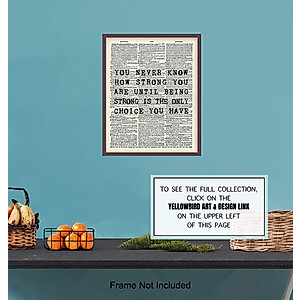 Strength, Perseverance, Uplifting 8x10 Motivational Poster - Upcycled Dictionary Decor, Art Poster, Home Decoration - Unframed Picture, Photo Print