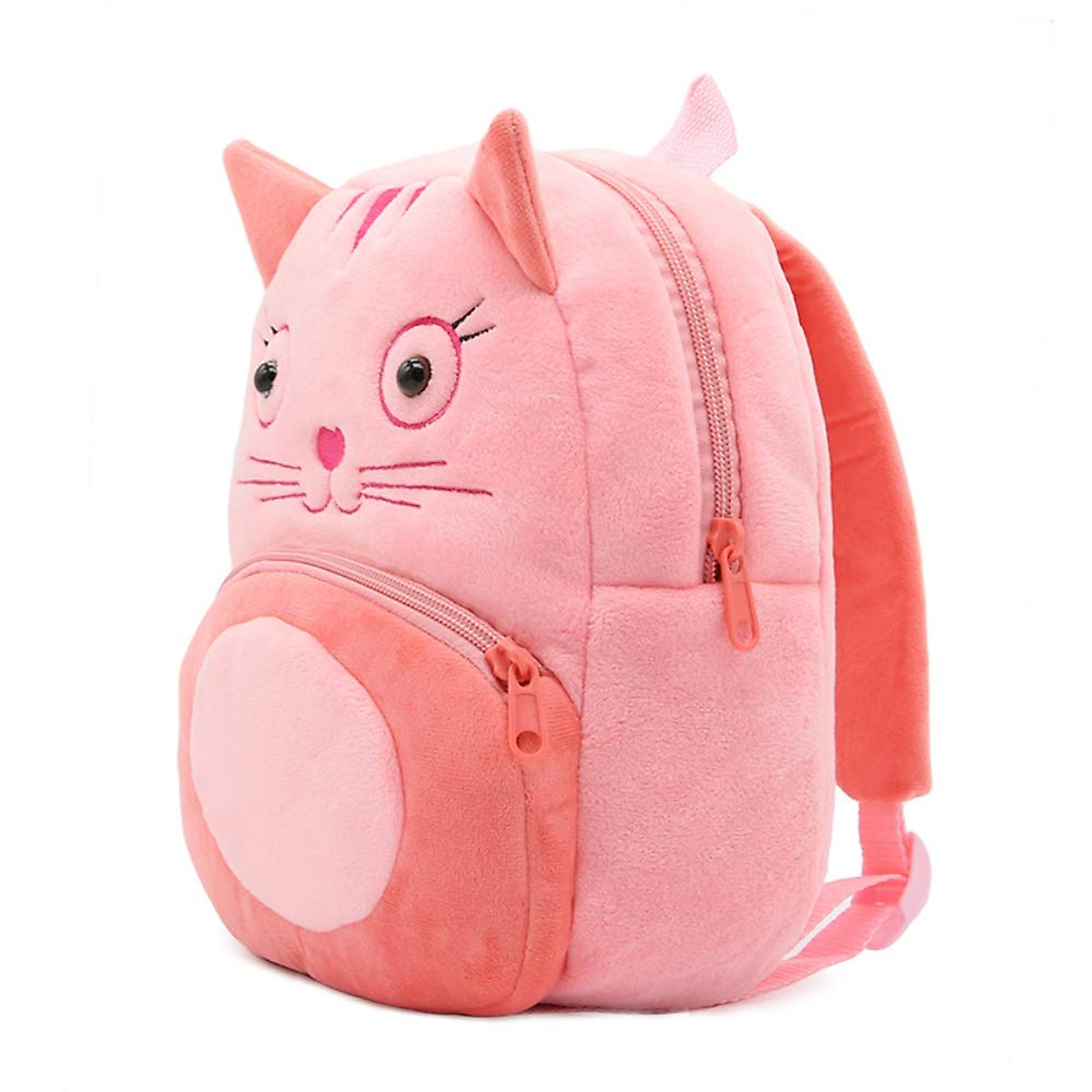 KISSOURBABY Cute Toddler Backpack Toddler Bag Plush Animal Cartoon Mini Travel Bag for Baby Girl Boy 1-4 Years(Cat)